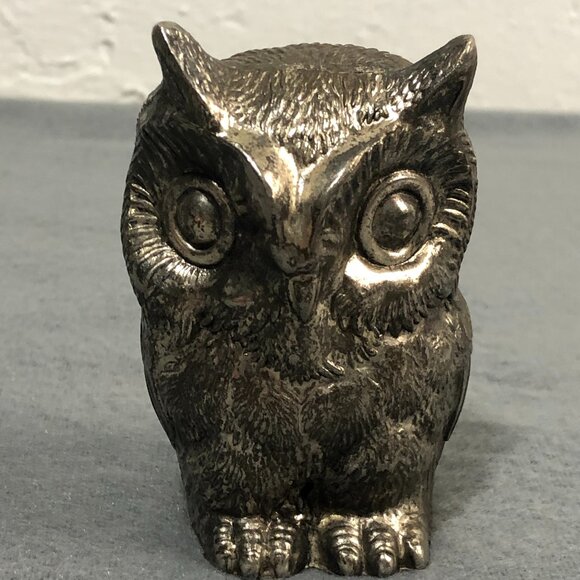 owl | Accents | Owl Figurine Silver Colored Cast Metal 325 Inch Tall ...